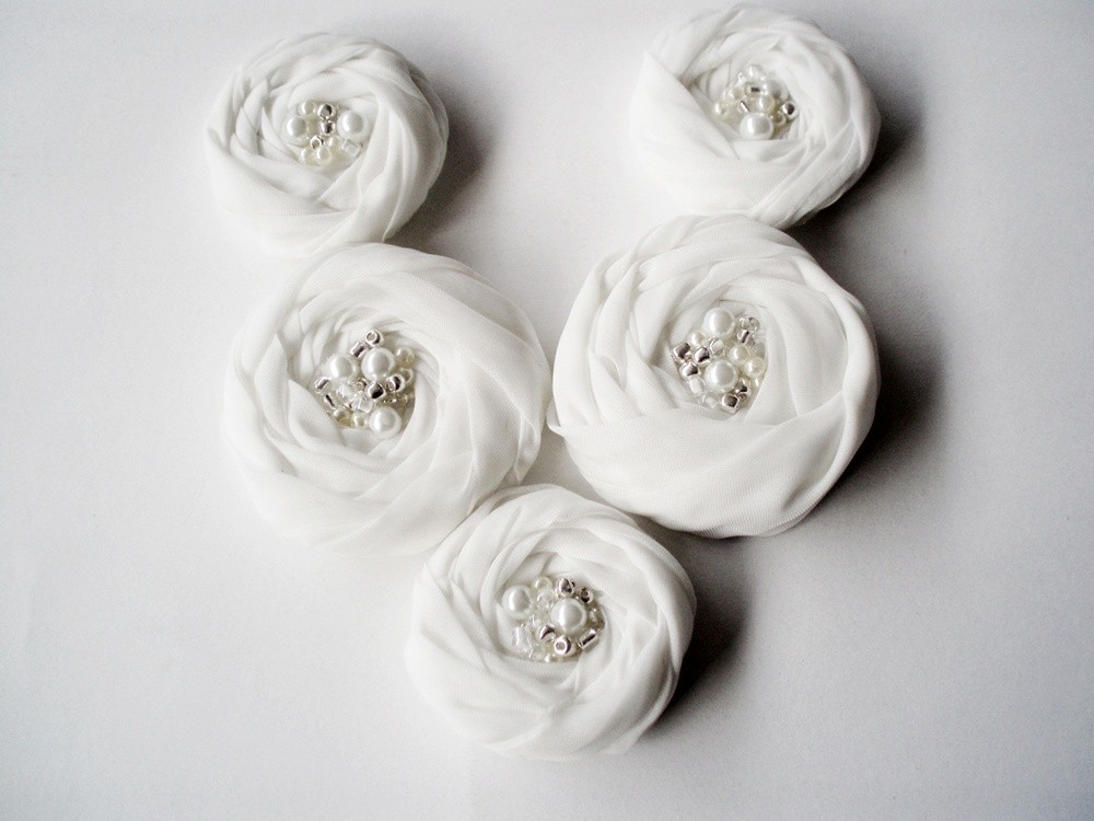 White Roses Handmade Appliques Embellishments(5 Pcs) Made To Order on ...