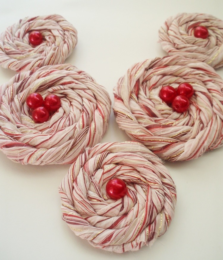 Pink And Red Roses Handmade Appliques Embellishments(5 Pcs) Made To ...