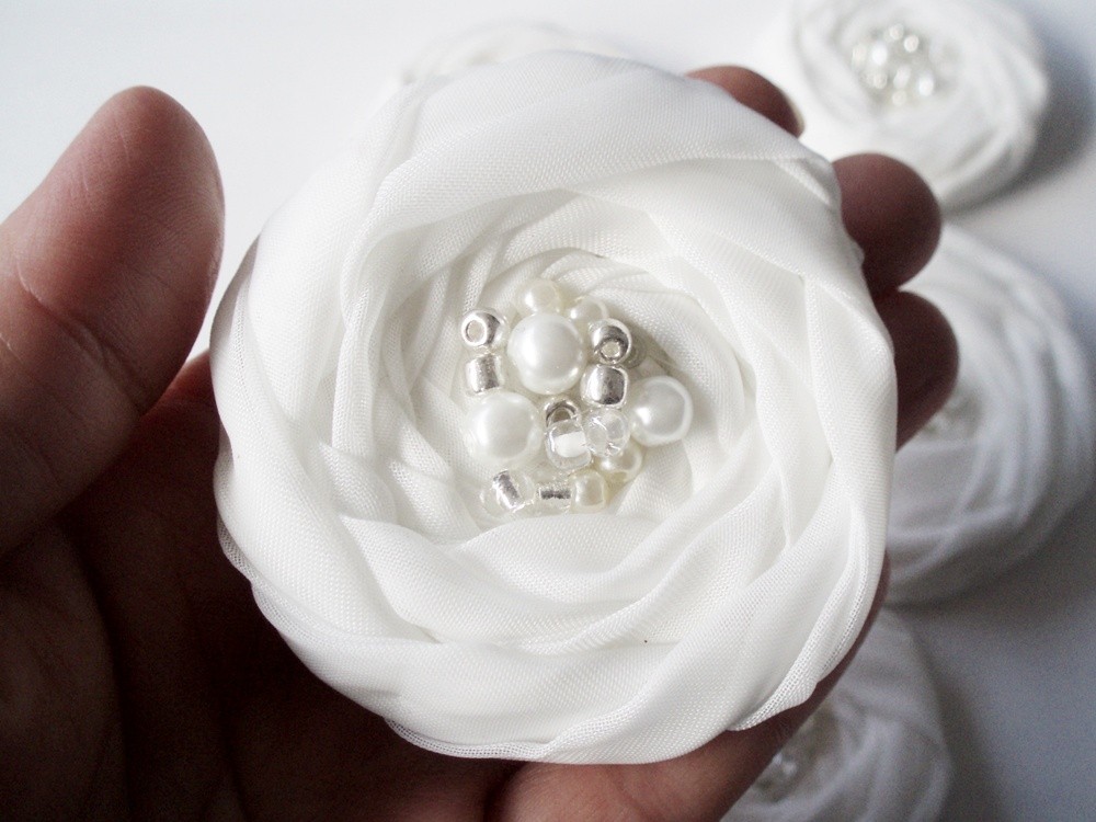 White Roses Handmade Appliques Embellishments(5 Pcs) Made To Order on ...