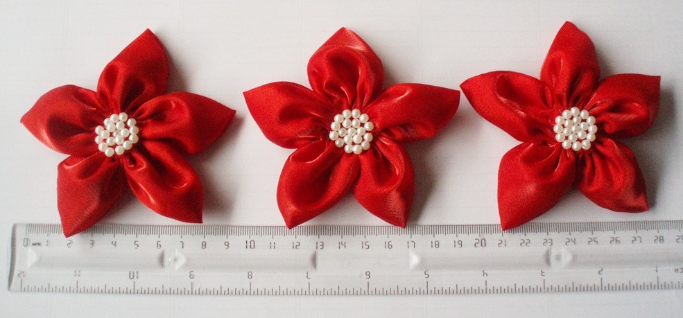 Red Flowers Handmade Appliques Embellishments(3 Pcs) on Luulla